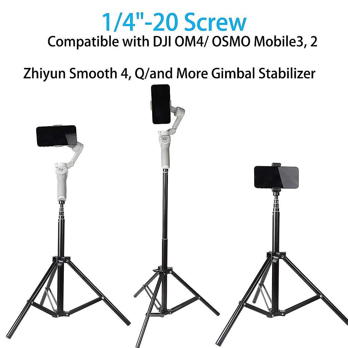 PellKing 2in1 Tripod Extension Rod 59in Adjustable Selfie Stick with Phone Clip for DJI OM4 SE 5/Osmo Mobile 6 3 2/Feiyu Zhiyun and More Hand Held Gimbal Stabilizer Accessories