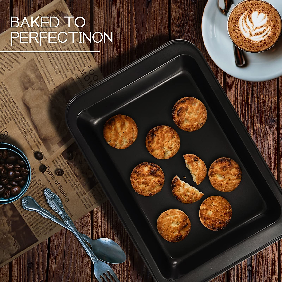 Baking Pans Sets Nonstick，5pcs Bakeware Sets with 12 Cup Cupcake Muffin pan,Round/Square Cake Pan, Muffin Pan, Loaf Pan, Roast Pan, Baking Sheets for Oven,Cookie Sheets for Baking,Toaster Oven Pans