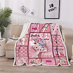 CYREKUD Pig Blanket,Pig Gifts for Pig Lovers Women,Cute Pig Gifts for Girls Throw Blanket,Just a Girl Who Loves Pigs Throw Blanket,Pig Themed Gifts Blanket for Couch Sofa Home Bedroom Decor 50"x 60"