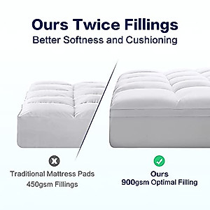 SOPAT Mattress Topper Twin Size Extra Thick Mattress Pad 8-21" Deep Pocket Soft Down Alternative Fill Mattress Protector Pillow Top Mattress Cover (39x75 Inches, White)