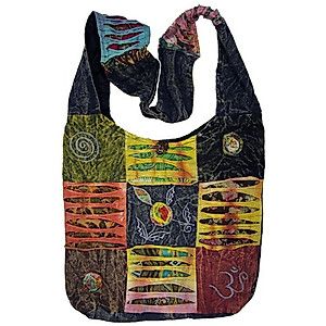 Bohemian Quilted Torn Look Razor Cut Hippie Crossbody Sling Purse Boho Handbag