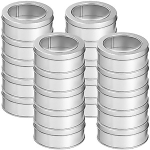20 Pcs Metal Tin Cans 4 OZ Round Containers with Clear Tops, Empty Food Storage Containers for Storing Candles, Candies, Tea, Silver Tin Cans for Kitchen, Office, Travel