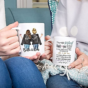 Custom Sister Mug from Sister, Sister Coffee Mug with Names, Personalized Sisters Cups, Christmas or Birthday Gifts for Sister from Sister, Sister Moving Away Mug, 11 or 15 Oz