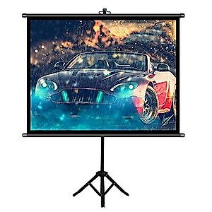 FMOGE Projector Screen Projector Screen with Stand - 4:3 HD Indoor and Outdoor Lightweight for Movie Or Office Presentation Portable Projector Screen (Color : Black, Size : 50inch)