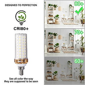 KIMROO E12 LED Bulbs 20W Candelabra LED Bulbs(4-Pack)-88 LEDs 2835 SMD 180W Equivalent,6000K Daylight White 1800lm Decorative Candle E12 Corn Chandelier Bulbs,Non-Dimmable(White)