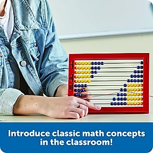 Learning Resources 2-Color Desktop Abacus, Red Frame, Color Coded, Math Concepts