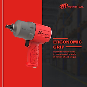 Ingersoll Rand 2235TiMAX-R 1/2" Drive Air Impact Wrench, Lightweight 4.6 lb Design, Powerful Torque Output up to 1,350 ft-lbs, Titanium Hammer Case, Max Control, Red