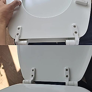 Canomo Universal White Plastic Toilet Seat Hinges Replacement with Bolts Screw and Nuts for Toilet Seats Lids, 1 Pair