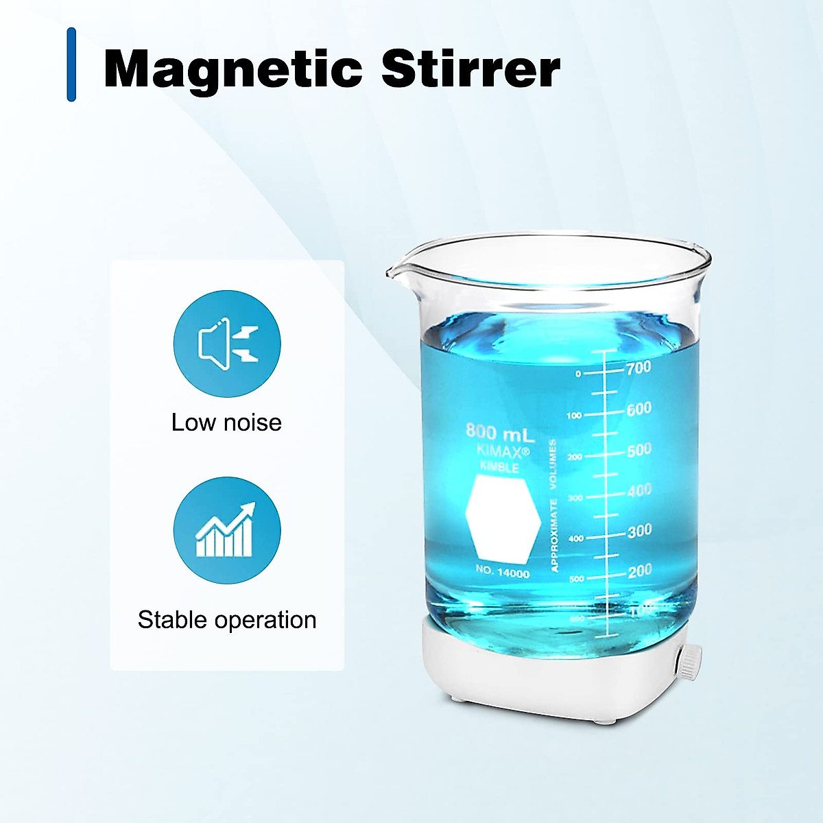 Magnetic Stirrer, Magnetic Stirrer Hot Plate Silent Portable Liquid Magnetic Mixer with Stir Head USB Cable Stir Plate for Home Experiments School Projects Lab Research