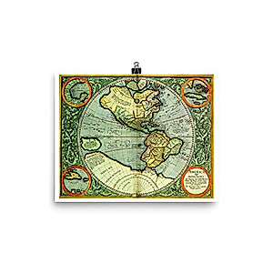 Vintage Antique Gerardus Mercator 1613 America Map Cartography Decor Art Poster Print