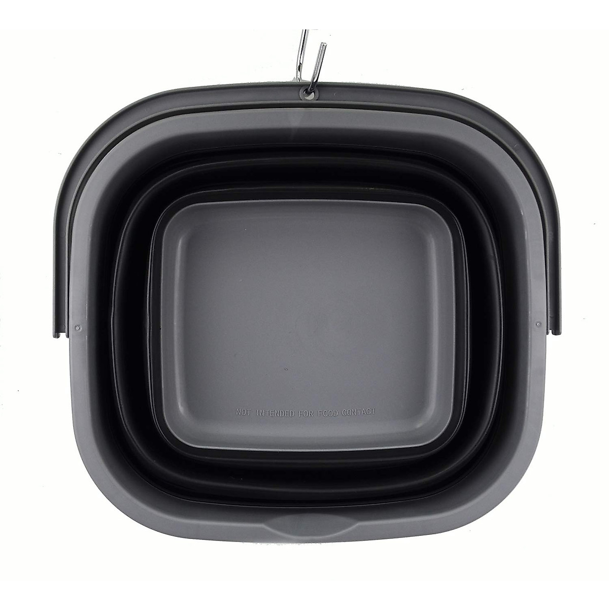 SAMMART 10L (2.6 Gallon) Collapsible Rectangular Handy Basket/Bucket (Grey/Black (Set of 2))