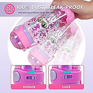 YOYTOO Kids Water Bottle for School Kids Girls, 20oz BPA Free Child Drinking Water Bottle One-Click-Open Leak-Proof Locking Flip Lid for School Sport Travel (Cat-20oz)