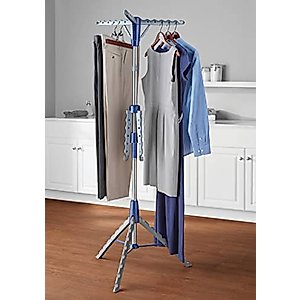Deahun Mainstays Space-Saving 2-Tier Tripod Hanging Clothes Drying Rack, Steel