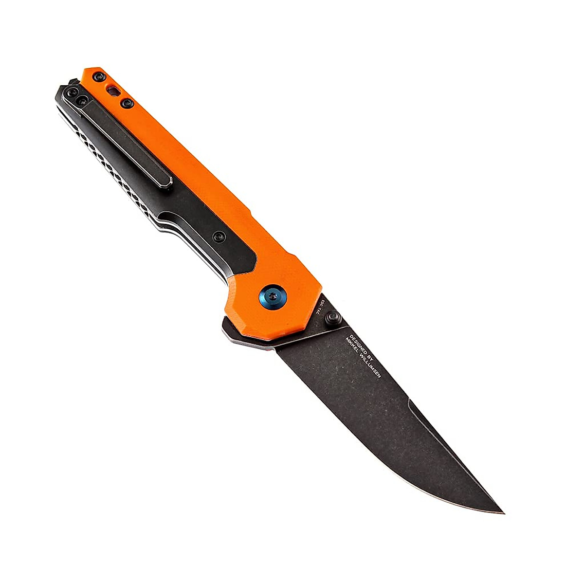 KANSEPT EDC Tac 7.43in Folding Pocket Knives with 3.53in Black Ti-coated S35VN Drop Point Blade and Orange G10 + Titanium Inlay Handle, Button Lock Knife for Outdoor,Tactical,Camping K2009A7