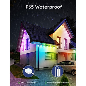 APPECK Permanent Outdoor Lights 100ft, Smart RGB Outdoor Lights with 72 LEDs, IP65 Waterproof LED Eaves Lights, 54 Scene Modes Lighting for Party, Daily, Halloween, Christmas, Roof, Garden, Patios