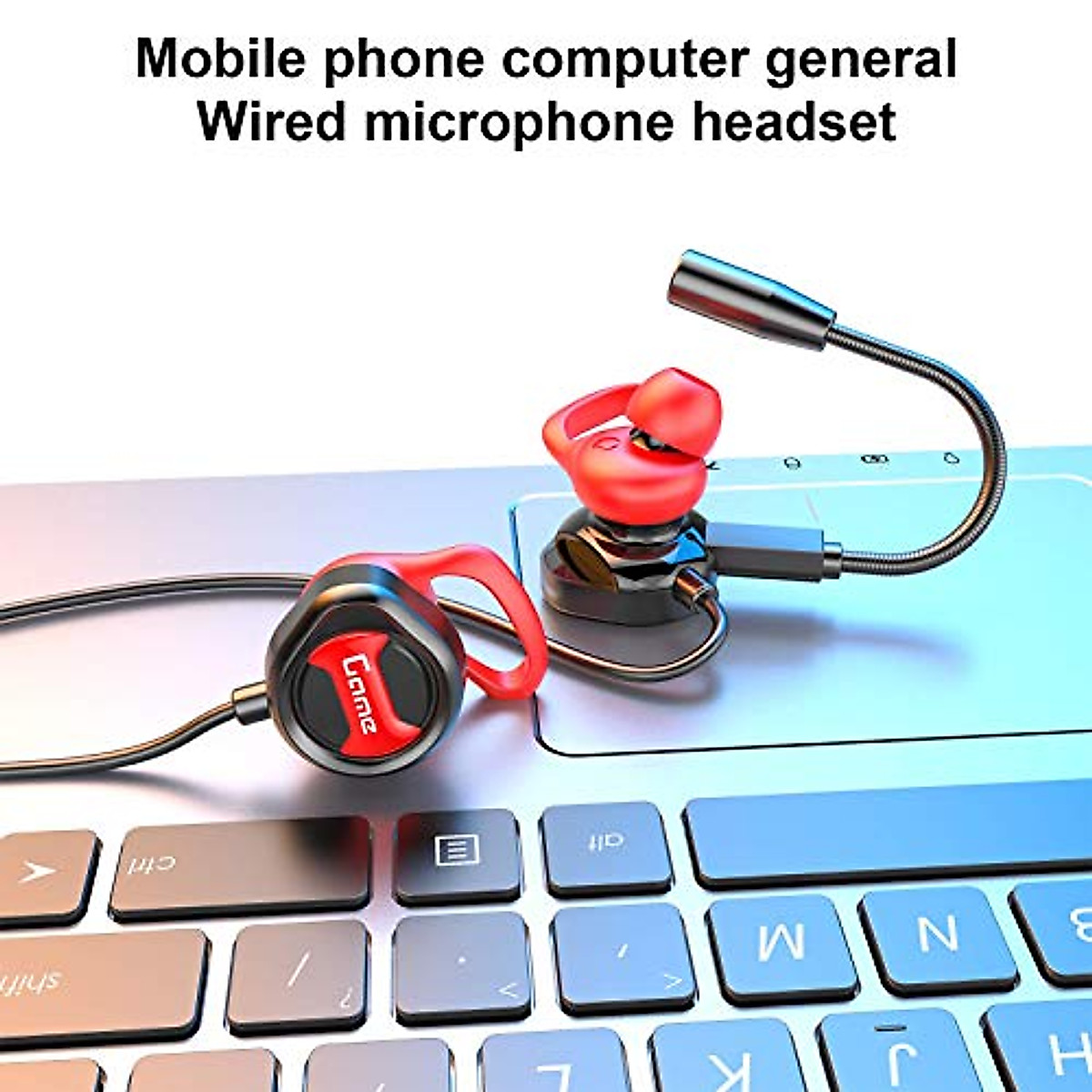 Gaweb Earphones, G31 L-Shaped 3.5mm Dynamic Wired in-Ear Gaming Earbud with Mic for Phone/PC - Red