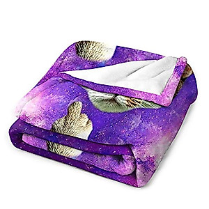 Flannel Fleece Blanket Light-Weight Throw Blanket Smothness Beach Blanket Cat Middle Finger Cosmos Pattern Air-Conditioned Quilts for Home Decoration (30 x 40 Inches)