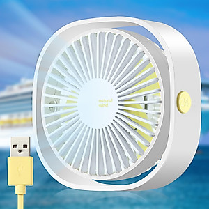 Rossesay 1 Pcs Cruise Ship Approved Travel Fan USB Fan Portable Travel Fan Cruise Ship Essentials Small Desk Fan for Cruise Travel Office Bedroom Home Sleeping Desktop Camping