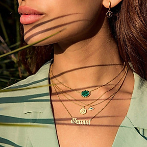 Taurus Necklace for Women Zodiac Necklace Gold Old English Letter Astrology Constellation Horoscope Sign Pendant BFF Birthday Gift