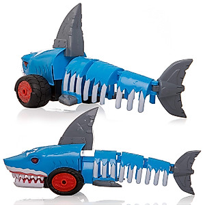 Rugged Racers Animal Racer Remote Control Cars – Monster Truck RC Toys for Kids – Shark –Big Wheels Racing All Terrain Vehicle - Sweeping Tail and 360-Degree Spin – Ideal for Toddlers, Boys and Girls