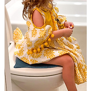 THREE LITTLE TOTS - Modern and Safe Portable Potty Seat, Dark Teal Folding Travel Potty Training Seat for Girls and Boys, Fits Round and Oval Toilets, On The go or at Home, Includes Travel Bag