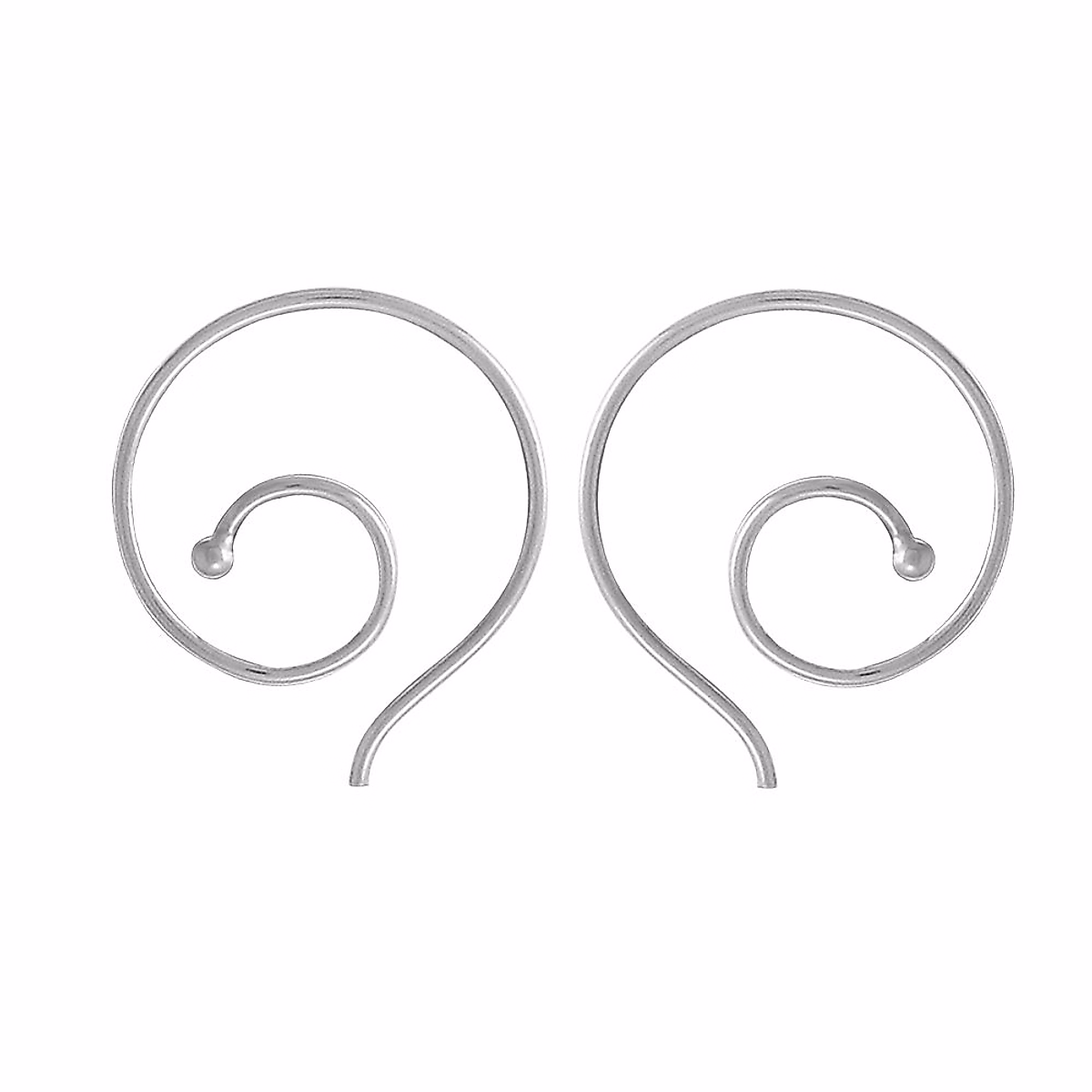 Boma Jewelry Sterling Silver Spiral Pull Through Hoop Earrings (5/8 Inch)