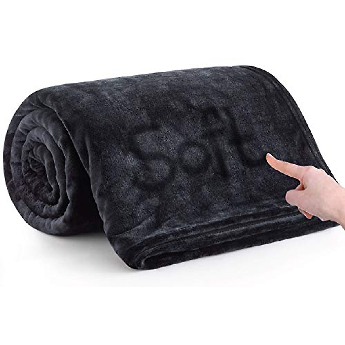 MOONLIGHT20015 Fleece Blanket Queen Size - Super Soft Fuzzy Black Throw Blanket for Couch and Sofa - Lightweight Luxury 400 GSM Microfiber Fluffy Bed Blankets and Throws, 90 x 90 Inches