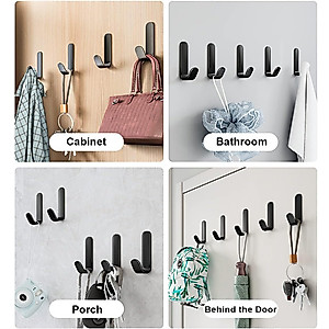 AFKSMILE 12 Pcs Versatile Adhesive J Hooks Set - Heavy Duty Stainless Steel, 40 Lbs Capacity, Hook for Towels, Hats, Coats, Backpacks and More, Waterproof, Decorative Wall Hooks for Home and Office