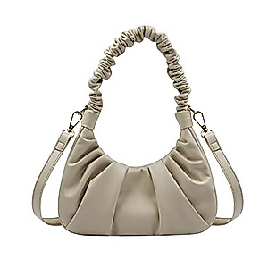 RARITYUS Women Vintage Hobo Handbag Fashion Pleated Purse Shoulder Bag Underarm Small Tote with Shoulder Straps