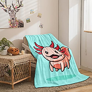 Cartoon Axolotl Throw Blanket,Flannel Super Soft Extra Warmest Bed Blankets, Lightweight Sofa Blanket,Cute Animals Fish,40"x50"