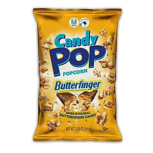 CANDY POP Butterfinger Candy Coated Popcorn (5.25oz bags) Made with Real Butterfingers Candy Pieces - Pack of 6