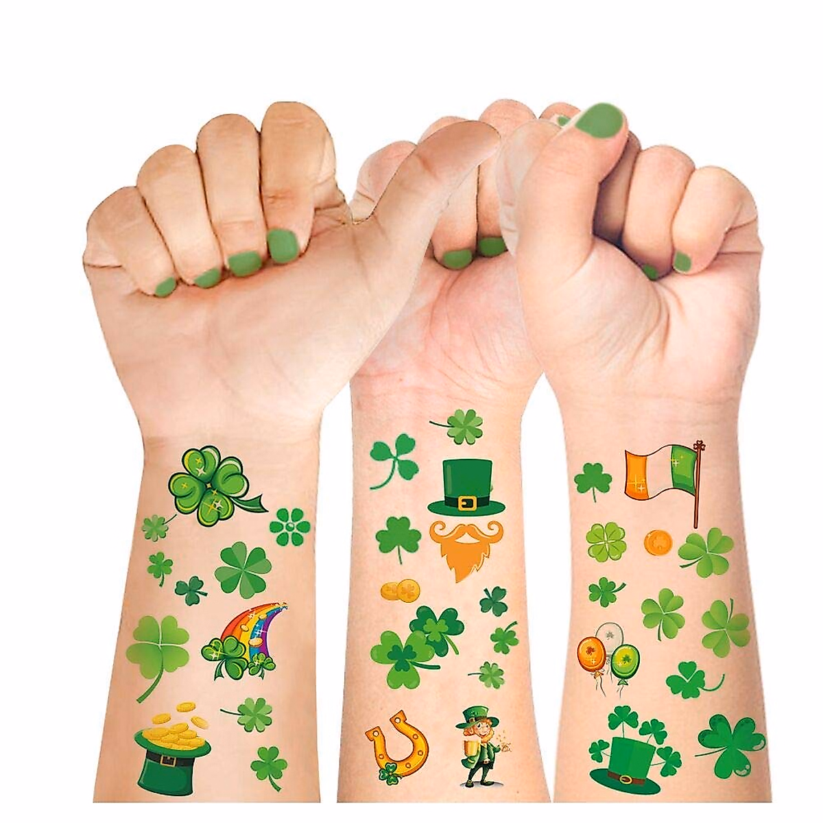St Patricks Day Tattoos,16 Unique Sheets, 140 Pcs St Patricks Day Stickers, St. patrick's Day Temporary Tattoos Shamrock, Amazing Irish St Patricks Day Decorations Party Favors, A HIT for Your event!