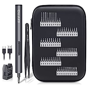 EFFTO Mini Electric Precision Screwdriver Set, 350mAh Lithium Battery Rechargeable Screwdriver Set, with 60 Precision Bits, Electronics Screwdriver Repair Tool Kit Magnetic Screwdriver Set