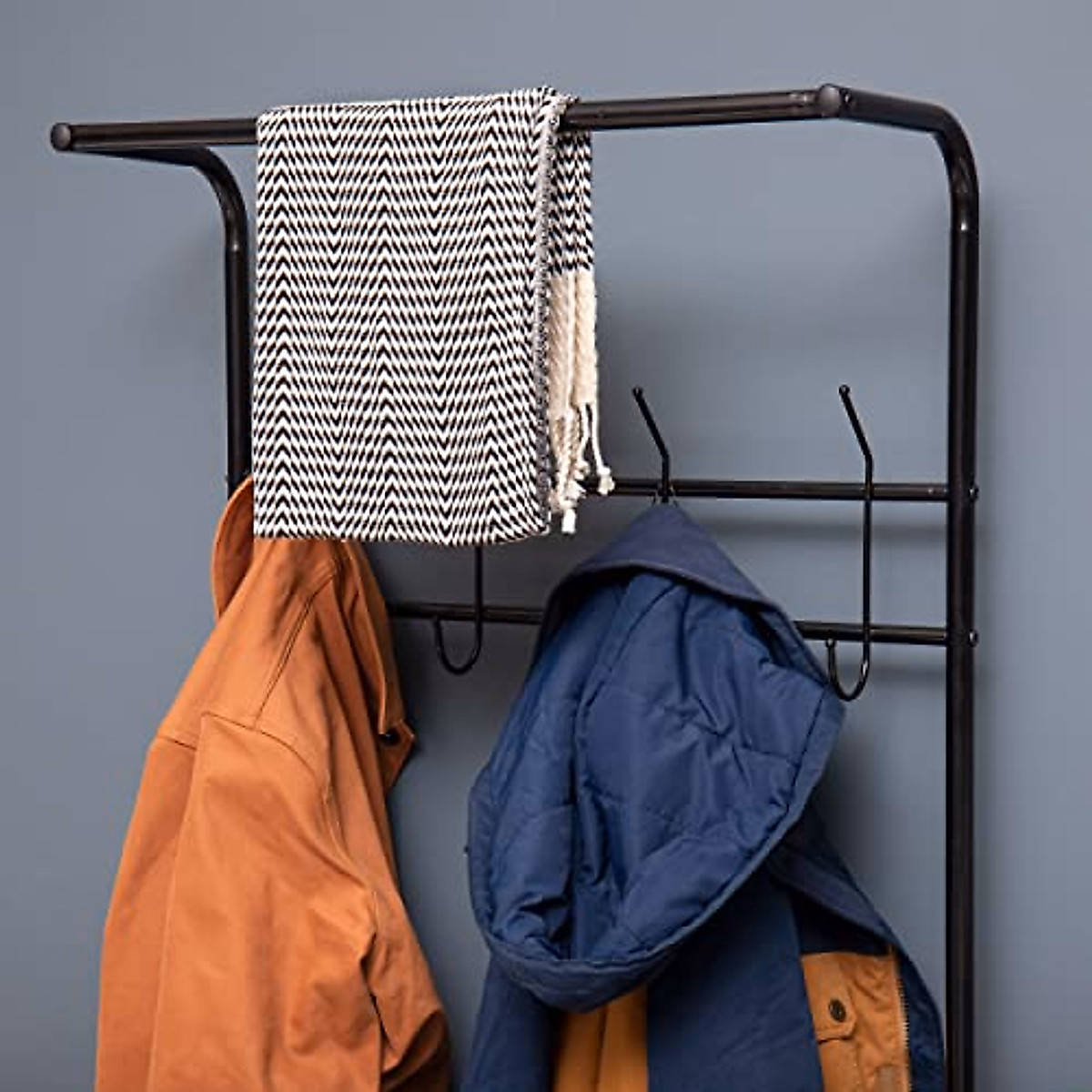 Mind Reader Metal Coat, Shoe Rack, Purses, Scarf, Shelving Organizer, Black