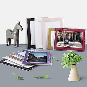 Golden State Art, Pack of 50 Black Pre-Cut 11x14 Picture Mat for 8x10 Photo with White Core Bevel Cut Mattes Sets. Includes 50 Acid-Free Bevel Cut Mats & 50 Backing Board & 50 Clear Bags