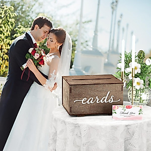 JackMa Easy DIY Assembling Rustic Wooden Card Box for Wedding Gifts & Greeting Cards, Bridal Shower, Baby shower Graduation Party, Gift Card Holder with Lid and Slot