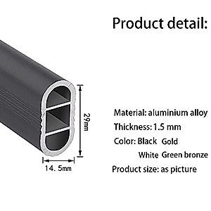 Btibpse Oval Closet Rods Heavy Duty Aluminium Alloy Wardrobe Rod Application Clothes Hanging Oval Rod 18/20/24/31/39 Inch for Closet Wardrobe (Black, 39")