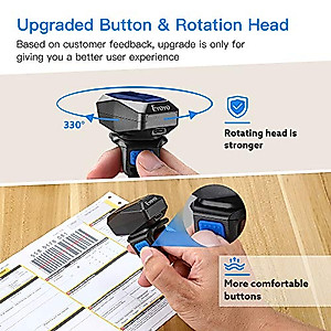 Upgraded Eyoyo 1D Wireless Ring Barcode Scanner Bluetooth, 3-in-1 USB Wired Inventory Bar Code Scanner Fast Scanning Portable Mini Finger Barcode Reader for Tablet iPhone IPad Android Windows Mac
