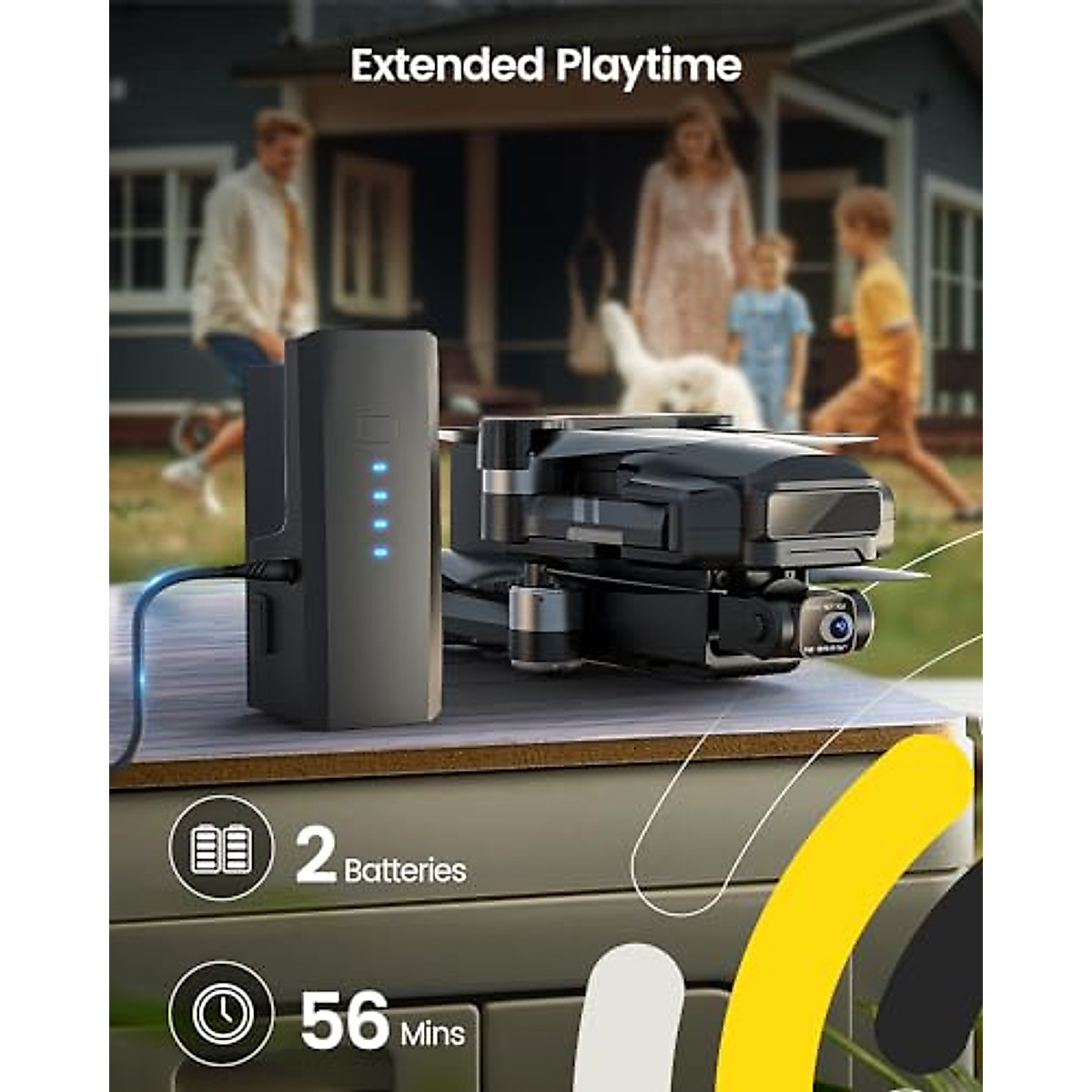 Holy Stone HS600 2-Axis Gimbal Drones with 4K EIS Camera for Adults, Integrated Remote ID, 2 Batteries 56-Min Flight Time, 10000 FT Range Transmission, GPS Drone with Brushless Motors, 4K/30FPS