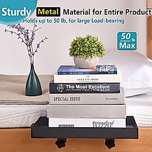 Adowes Bedside Shelf for Bed Heavy Duty Metal Bunk Bed Shelf with Cup Holder Clip On Nightstand for Top Bunk Bedside Tray Dorm Room Essentials for College Students Black