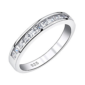 Newshe Jewellery Wedding Bands Eternity Rings for Women AAAAA Cubic Zirconia Princess 925 Sterling Silver Size 7