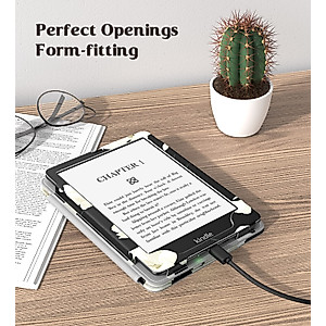 MoKo Case for 6.8" Kindle Paperwhite (11th Gen 2021) and Kindle Paperwhite Signature Edition, Slim PU Shell Cover Case with Auto-Wake/Sleep for Kindle Paperwhite 2021 E-Reader, Black & White Magnolia