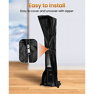 Haimmy Patio Heater Covers with Zipper, Waterproof, Dustproof, Electric Outdoor Heater Cover 43.9'' Height x 13.8" Length x 6.3" Width, Black