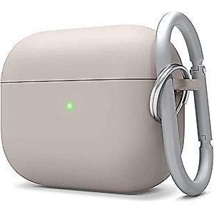 elago Liquid Silicone Case Compatible with AirPods Pro Case Cover - Keychain Included, Triple Layer Protection, Safeguard Design, Supports Wireless Charging [Stone]