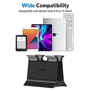 OMOTON Plastic Vertical Laptop Stand - Multifunctional Gravity Laptop Holder Self-Adjust Storage Desktop, Compatible with MacBook, Google Pixelbook, Dell and All iPad(Up to 17.3")