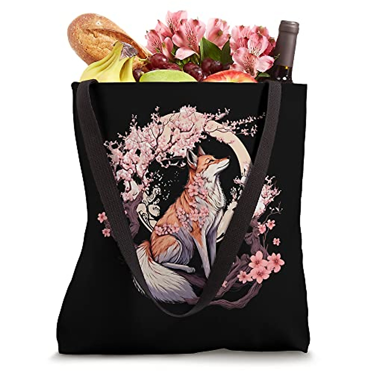 Japanese Fox Cherry blossom Flower sakura trees Kawaii Tote Bag