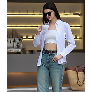 Beninos Womens Dress Shirts Long Sleeve Button Down Shirt Work Wear (225 White, XS)