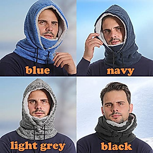 YR.Lover Thick Fleece Hood Balaclava Winter Windproof Mask Neck Cover Hats Balaclava Black
