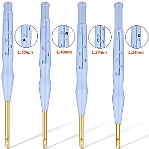 17 Piece Punch Needle Embroidery Kits Adjustable Rug Yarn Punch Needle Wooden Handle Embroidery Pen Needle Threader Punch Needle Cloth for Embroidery Floss Cross Stitching Beginner (Blue, Sky Blue)