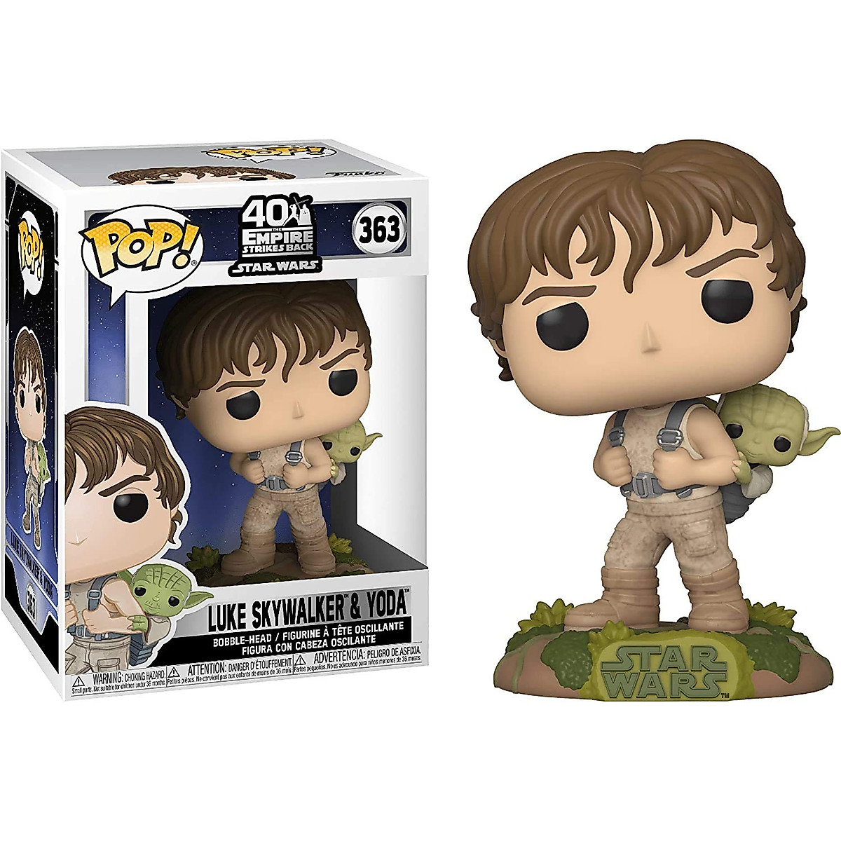 POP Star Wars: The Empire Strikes Back 40th Anniversary - Luke Skywalker Training with Yoda Funko Pop! Vinyl Figure (Bundled with Compatible Pop Box Protector Case), Multicolored, 3.75 inches